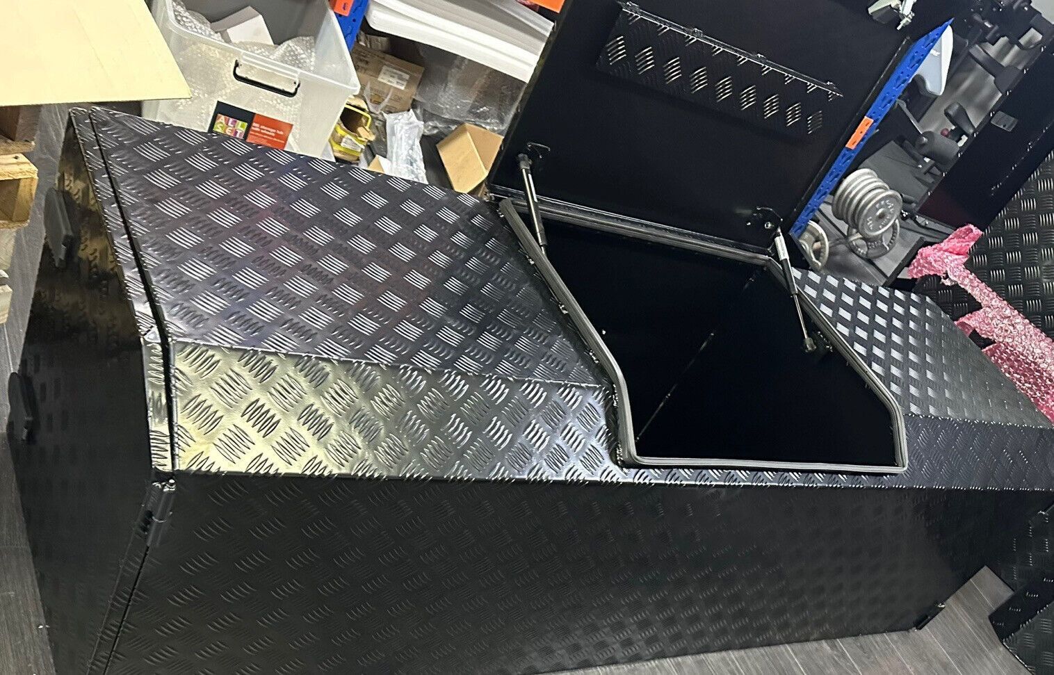 Black checker plate toolbox store